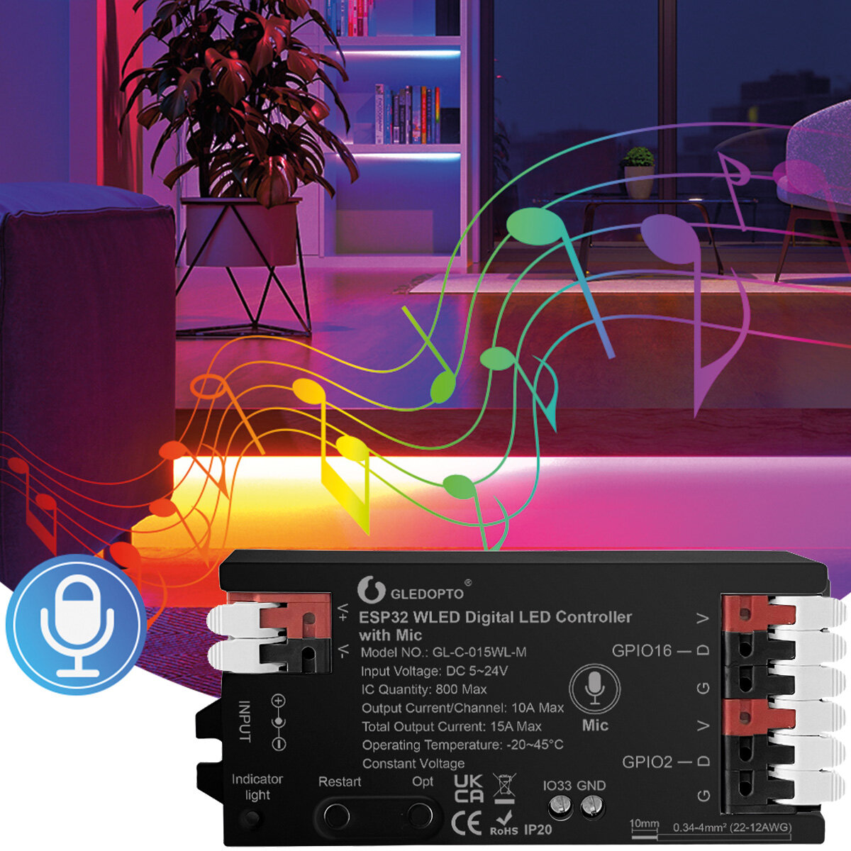 GLEDOPTO WLED ESP32 Controller Digital - Sale, 24,99