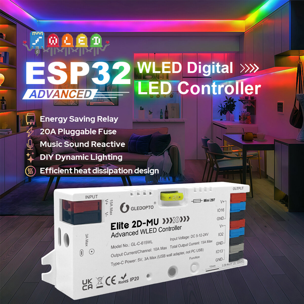GLEDOPTO WLED Controller GL-C-615WL & GL-C-616WL | ESP32, UART & Ethe ...