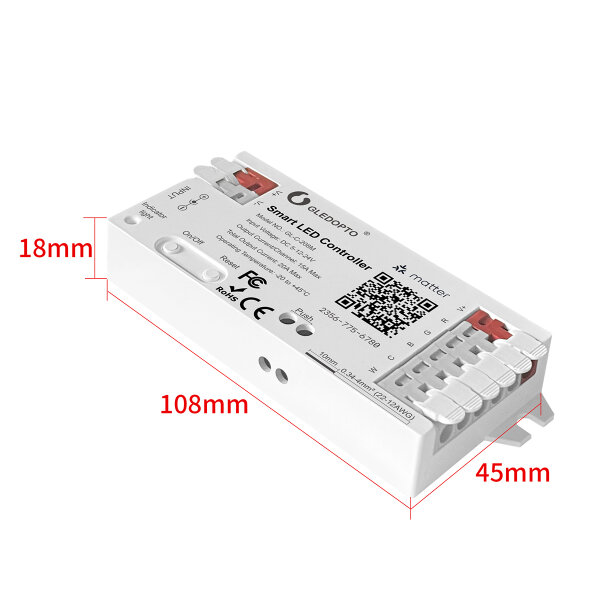 Matter RGBCCT LED Controller – WLAN Smart LED Steuergerät für RGB+CCT ...